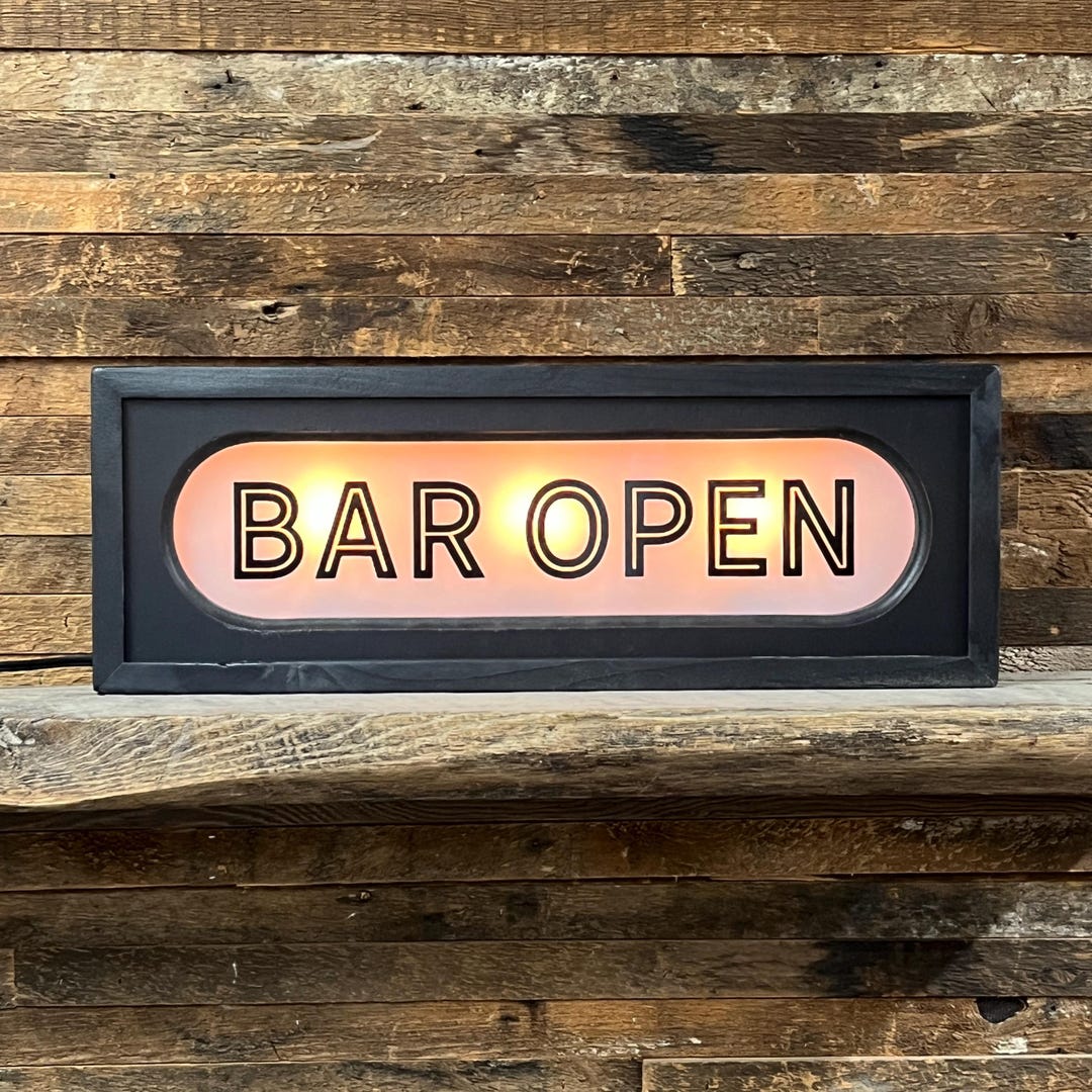 Bar Open Vintage Lighted Rounded Sign - Custom Lettering Available - Etsy