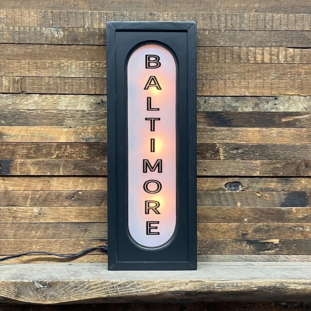 Baltimore Vertical Lighted Sign - Vertically Oriented - Custom ...