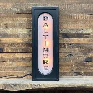 Baltimore Vertical Lighted Sign - Vertically Oriented - Custom ...