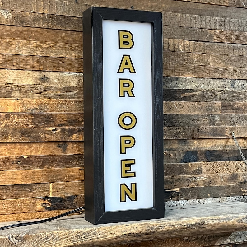 Bar Open Vertical Vintage Lighted Sign - Custom Lettering Available - Etsy