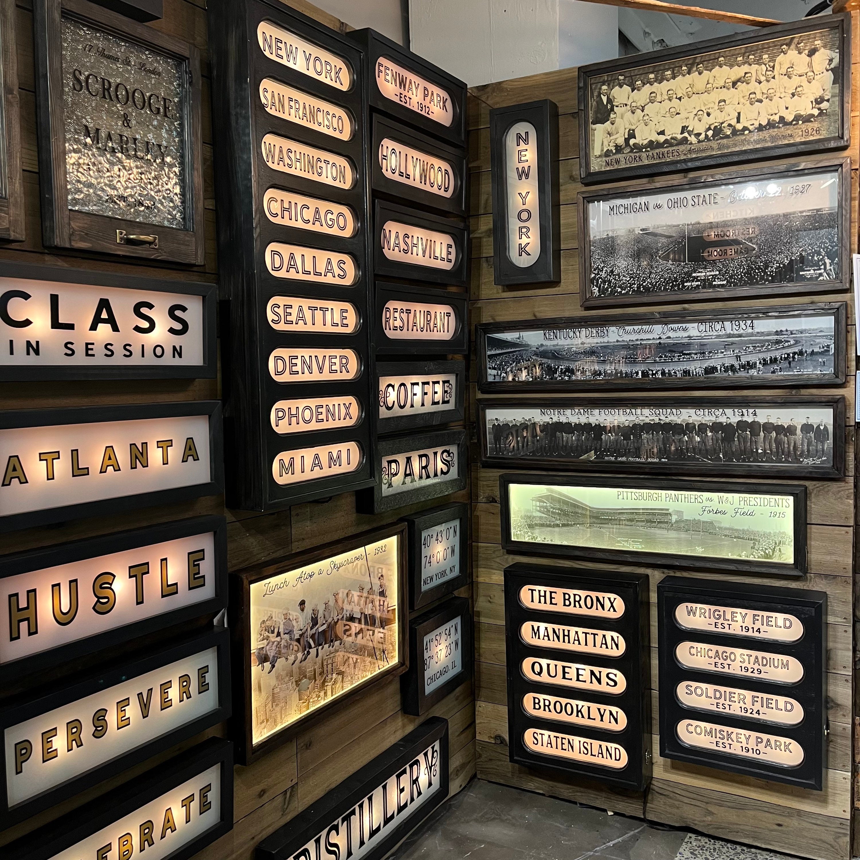 Restroom Retro Lighted Sign With Right Arrow - Custom Lettering ...