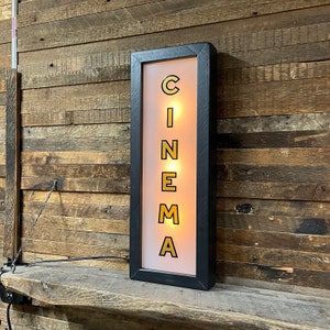 Cinema Vintage Vertical Lighted Sign - Custom Lettering Available - Etsy