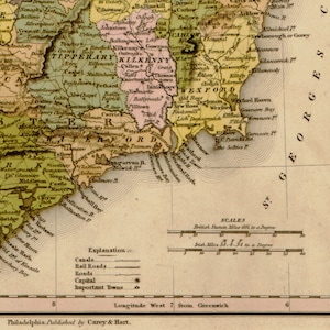 Ireland Vintage Framed Map 1844 (G) - Etsy