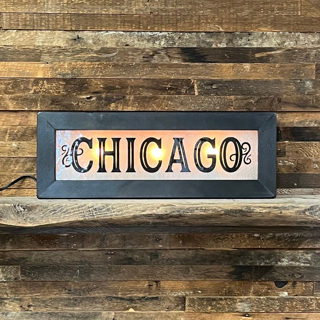 Chicago Retro Lighted Sign - Custom Lettering Available - Etsy
