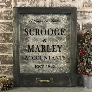 Christmas Carol Wall Art Scrooge and Marley Window Unique Holiday Decor ...
