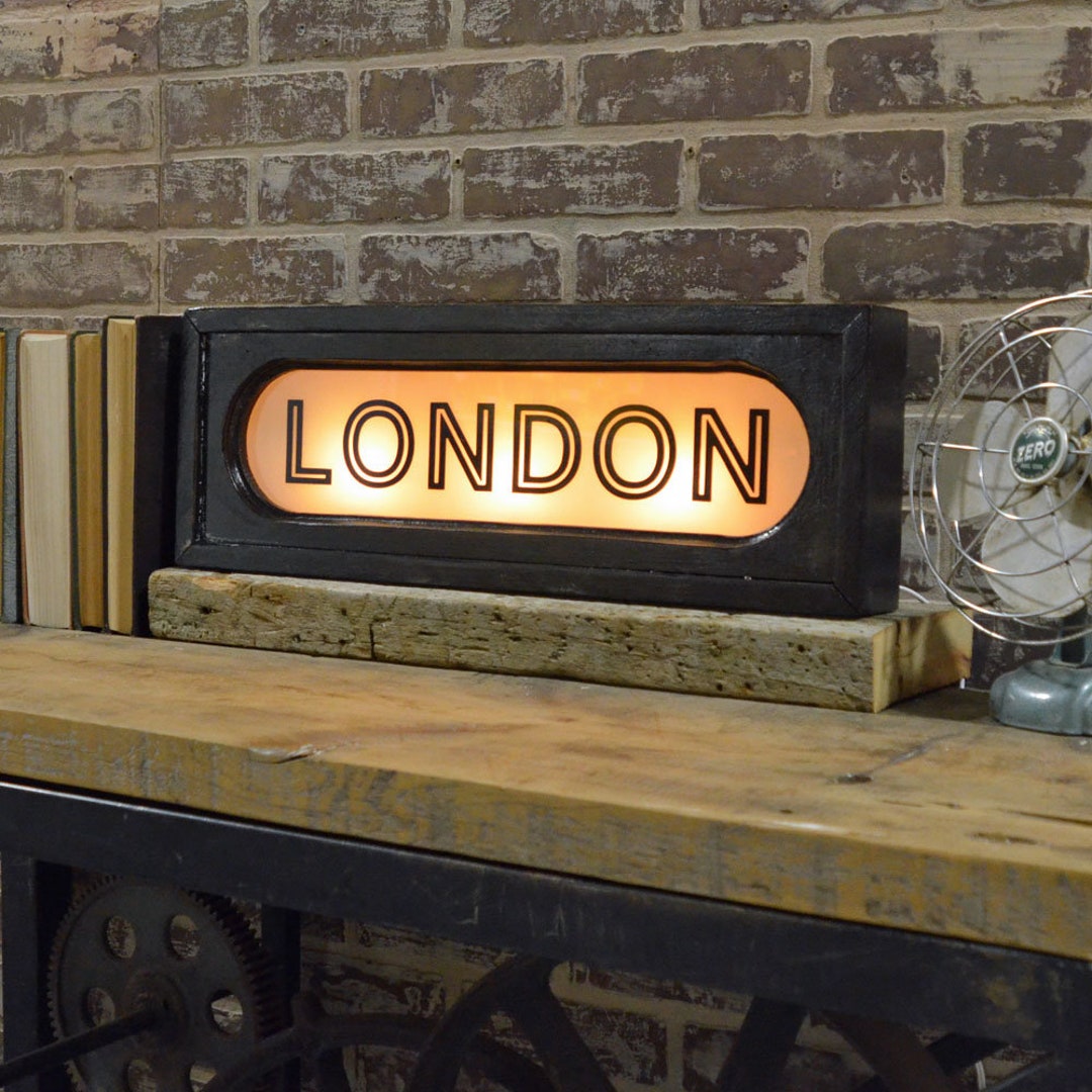 London Vintage Lighted Sign - Custom Lettering Available - Etsy