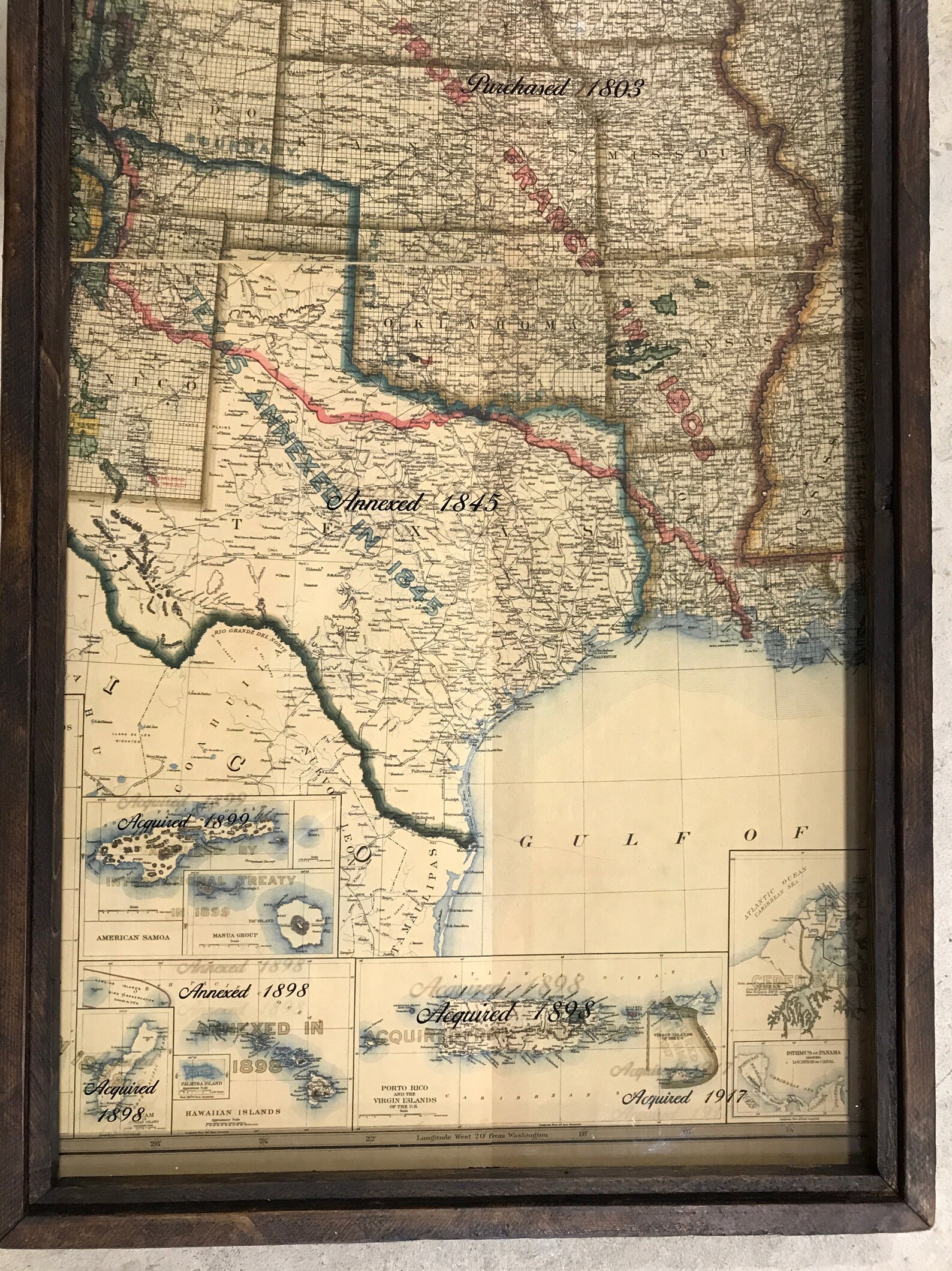 USA Map 1923 Department of the Interior Large Triptych 3 Piece - Etsy