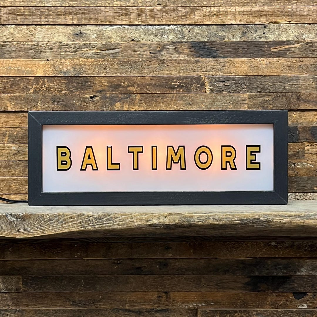 Baltimore Retro Lighted Sign - Custom Lettering Available - Etsy