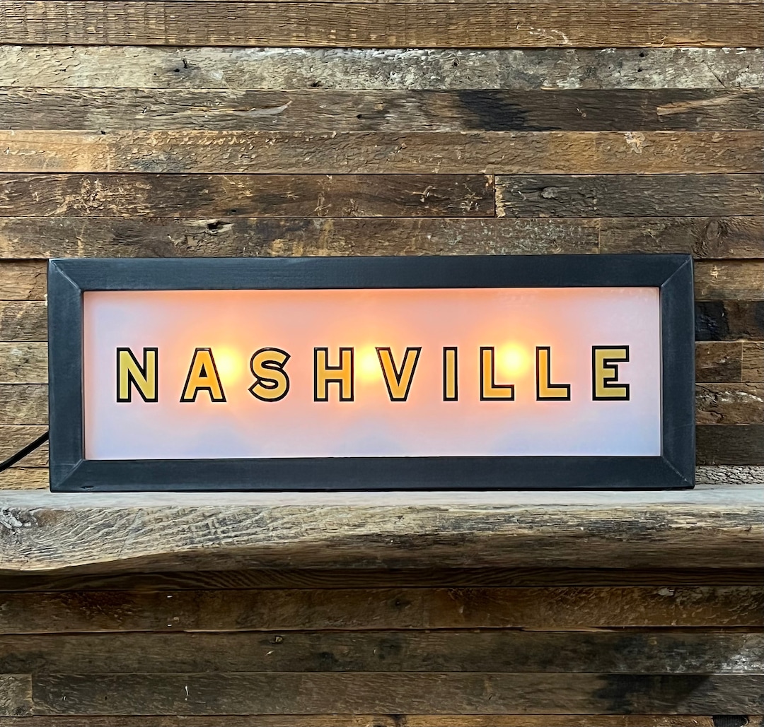 Nashville Vintage Lighted Sign - Custom Lettering Available - Etsy