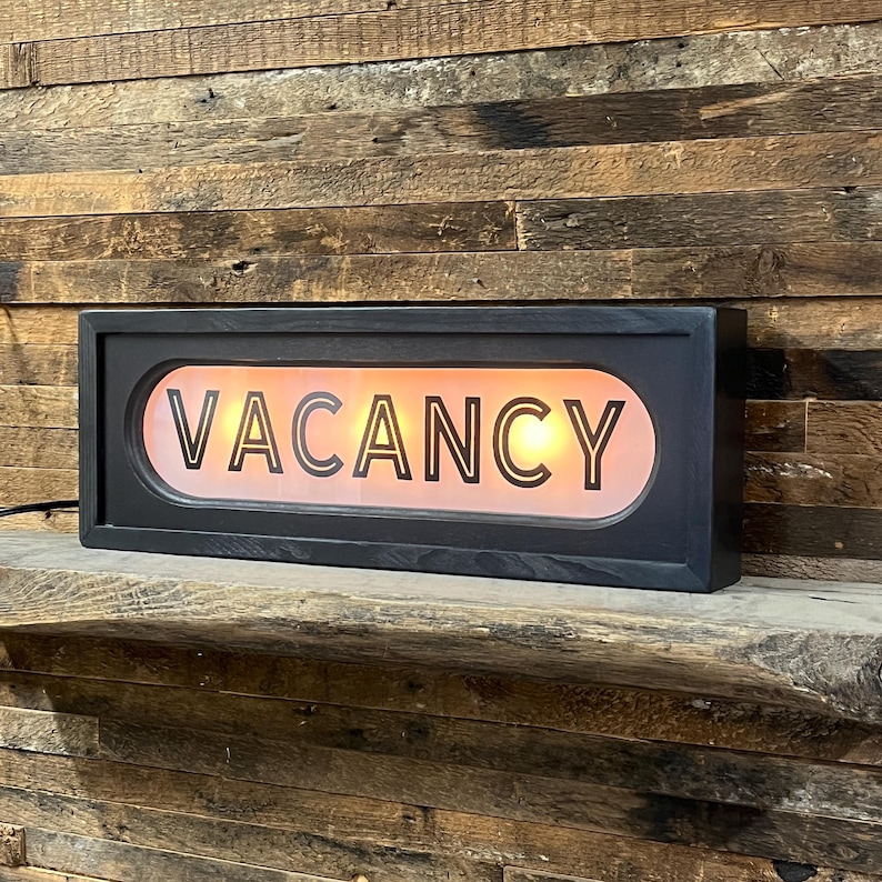Vacancy Horizontal Vintage Lighted Sign - Custom Lettering Available - Etsy