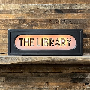 The Library Vintage Lighted Sign - Custom Lettering Available - Etsy