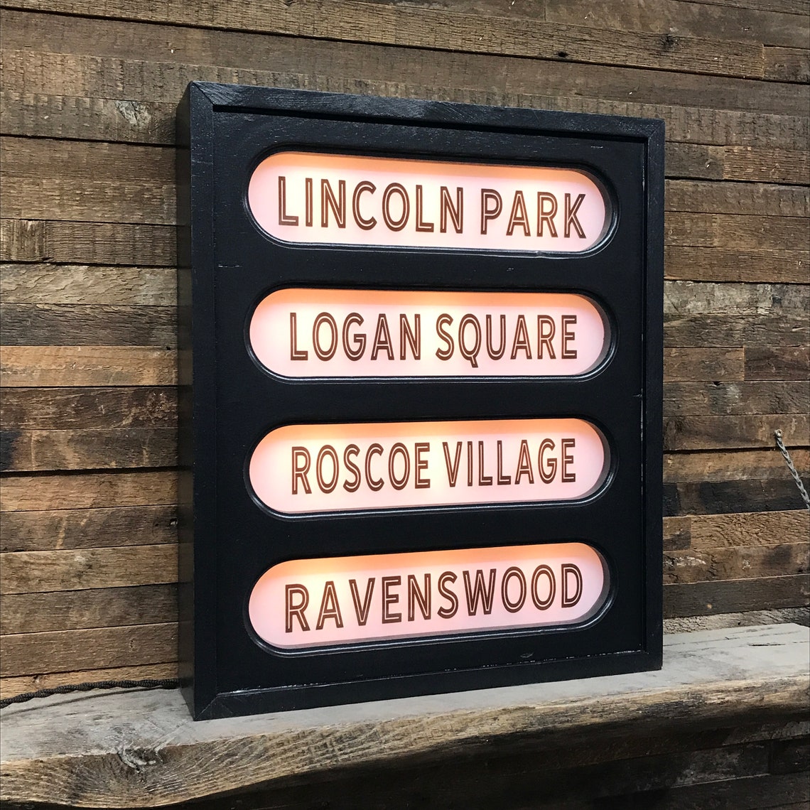 Chicago Neighborhoods Multi Opening Lighted Sign- Customizable - Custom ...