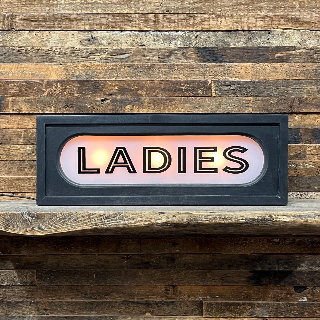 Ladies Retro Lighted Sign - Restroom Sign - Custom Lettering Available ...