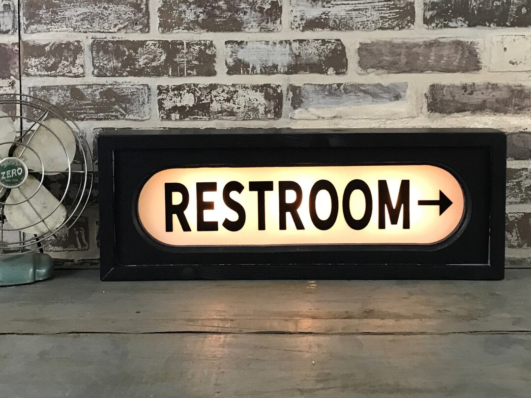 Restroom Retro Lighted Sign With Right Arrow - Custom Lettering ...
