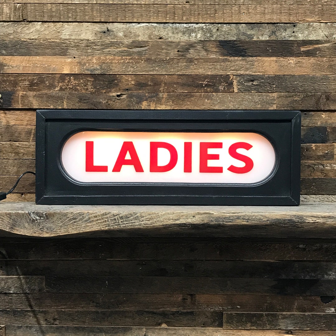 Ladies Retro Lighted Sign - Restroom Sign - Custom Lettering Available ...