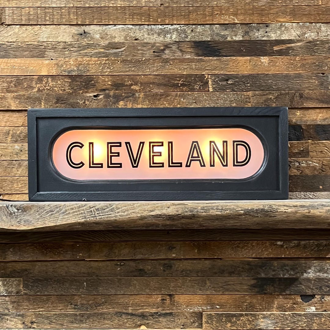 Cleveland Retro Lighted Sign - Custom Lettering Available - Etsy