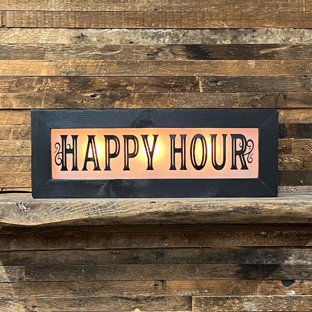 Happy Hour Retro Lighted Sign - Custom Lettering Available - Etsy