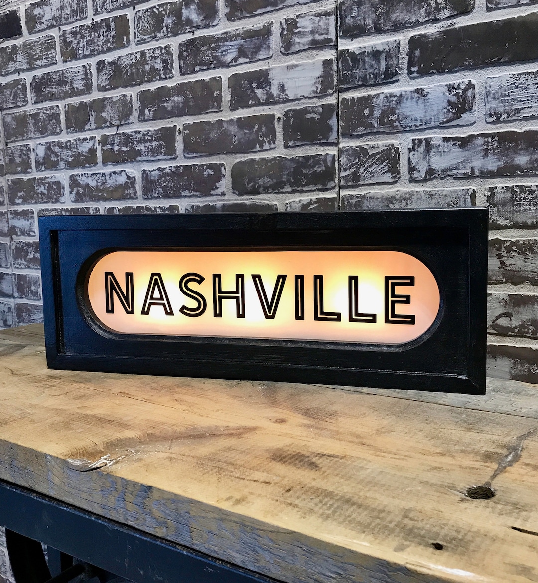 Nashville Vintage Lighted Sign - Custom Lettering Available - Etsy