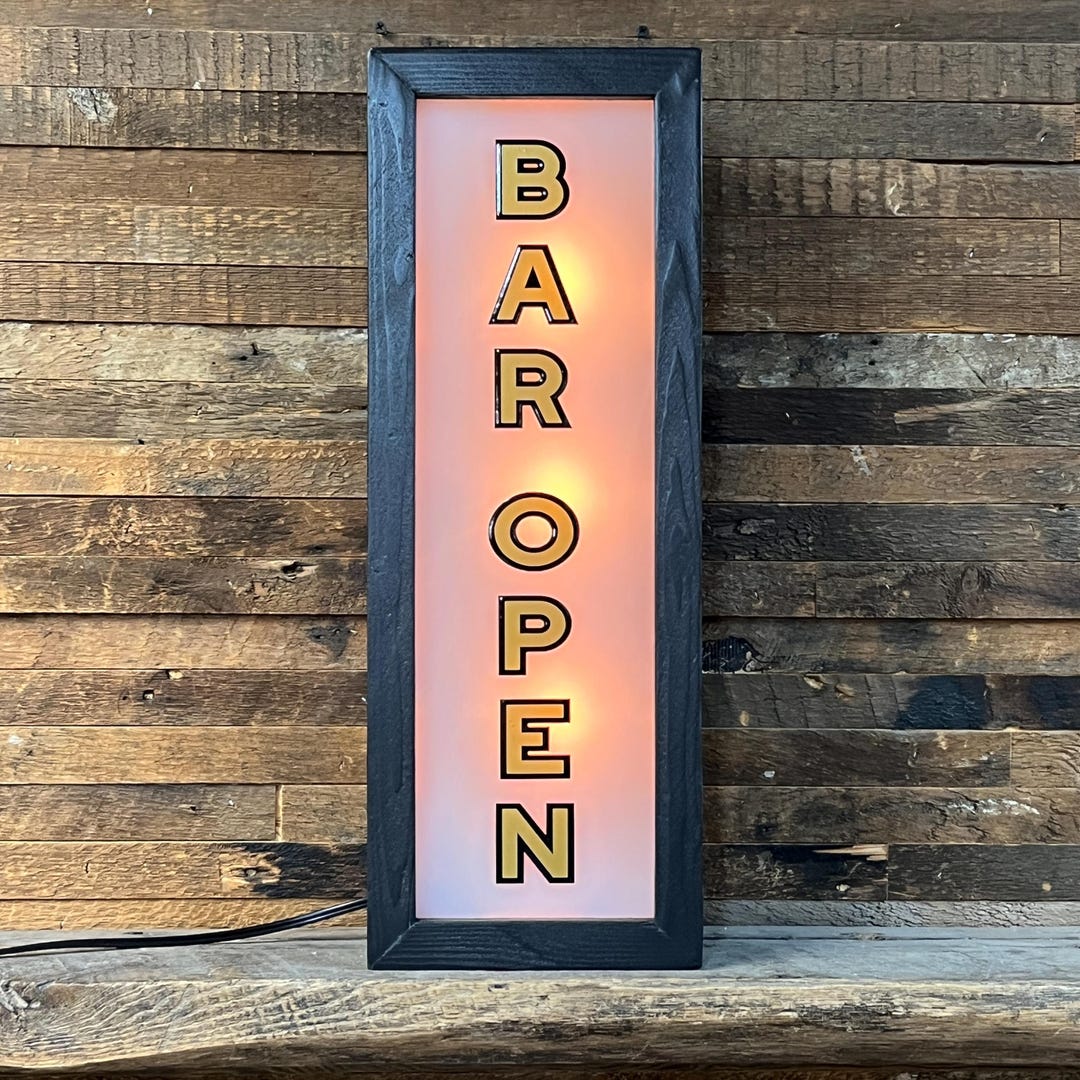 Bar Open Vertical Vintage Lighted Sign - Custom Lettering Available - Etsy