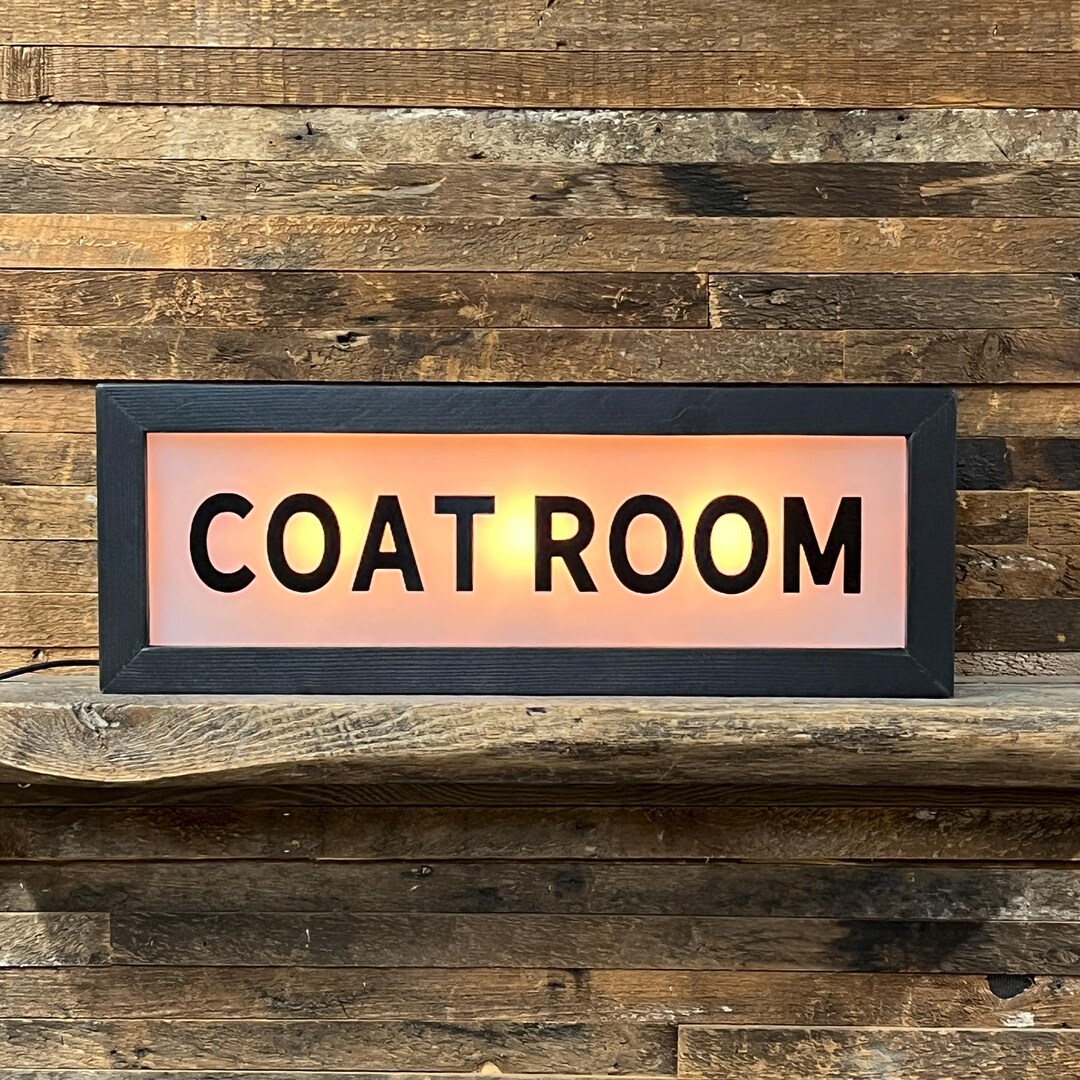 Coat Room Lighted Vintage Style Sign - Custom Lettering Available - Etsy