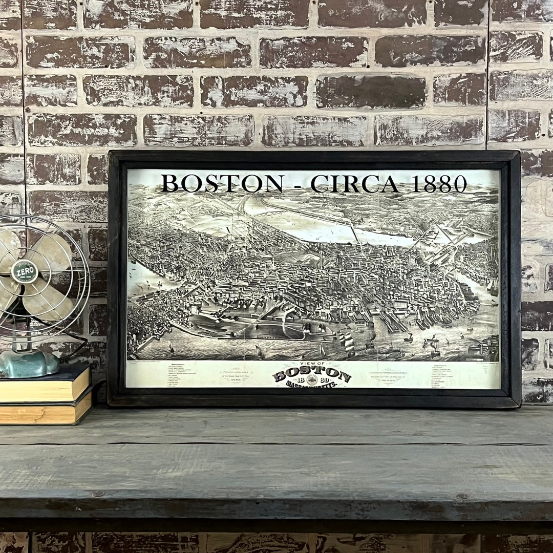 Boston Vintage Framed Map 1880 (D) - Etsy