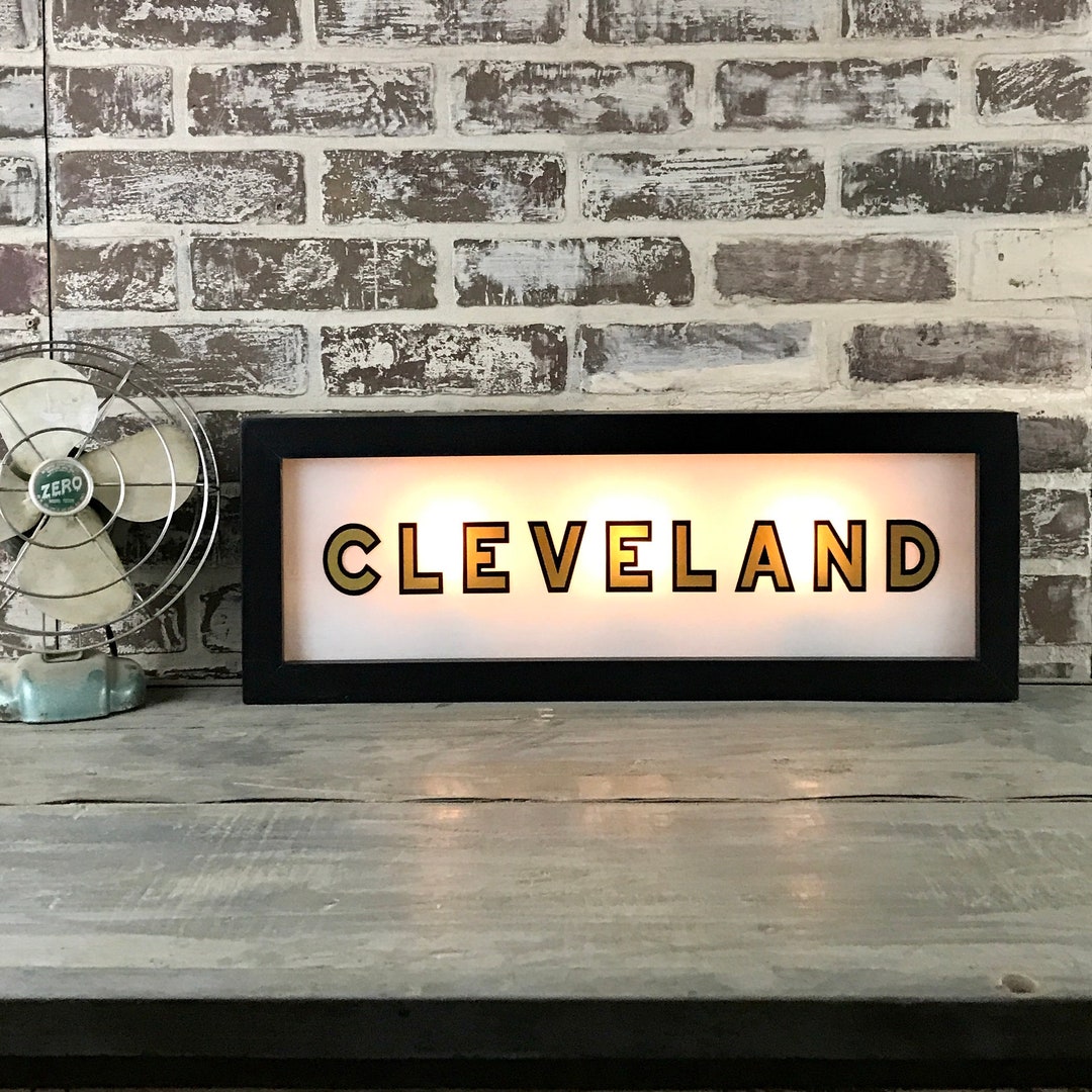 Cleveland Vintage Lighted Sign - Custom Lettering Available - Etsy