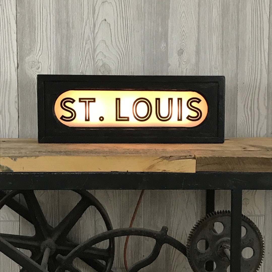 St. Louis Vintage Lighted Sign - Custom Lettering Available - Etsy