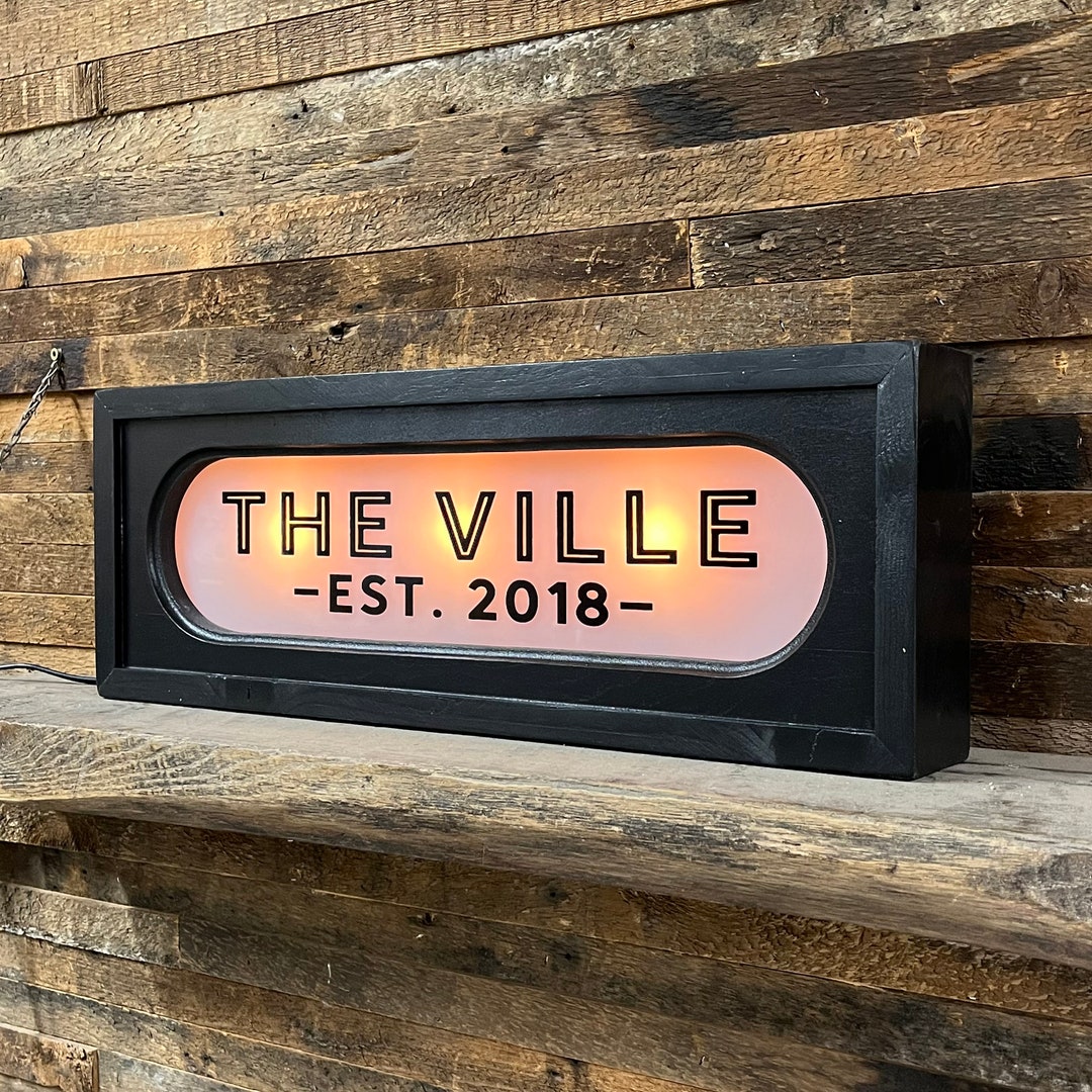 Custom City Vintage Lighted Sign - Custom Lettering Available - Etsy