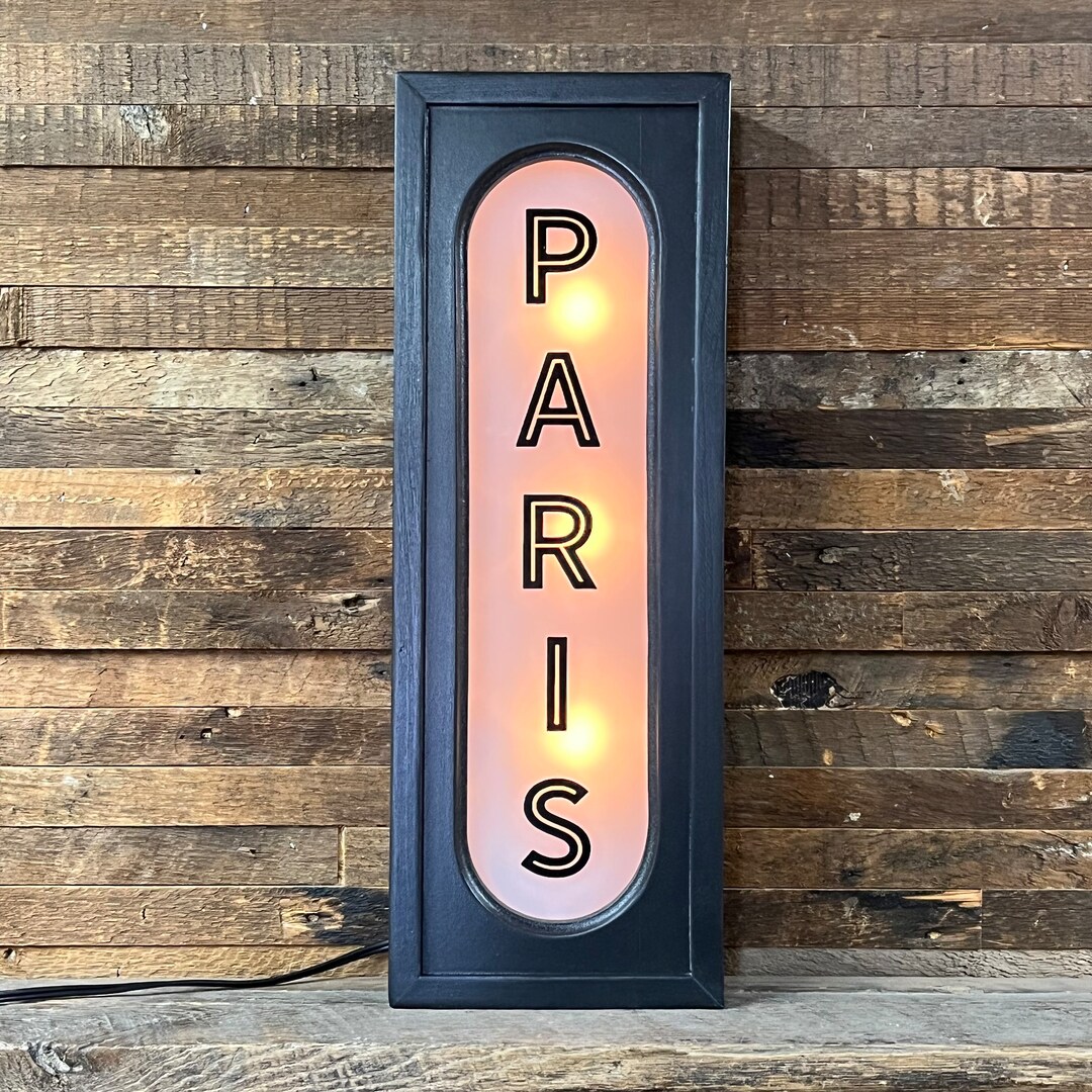 Paris Retro Lighted Sign Vertical - Etsy