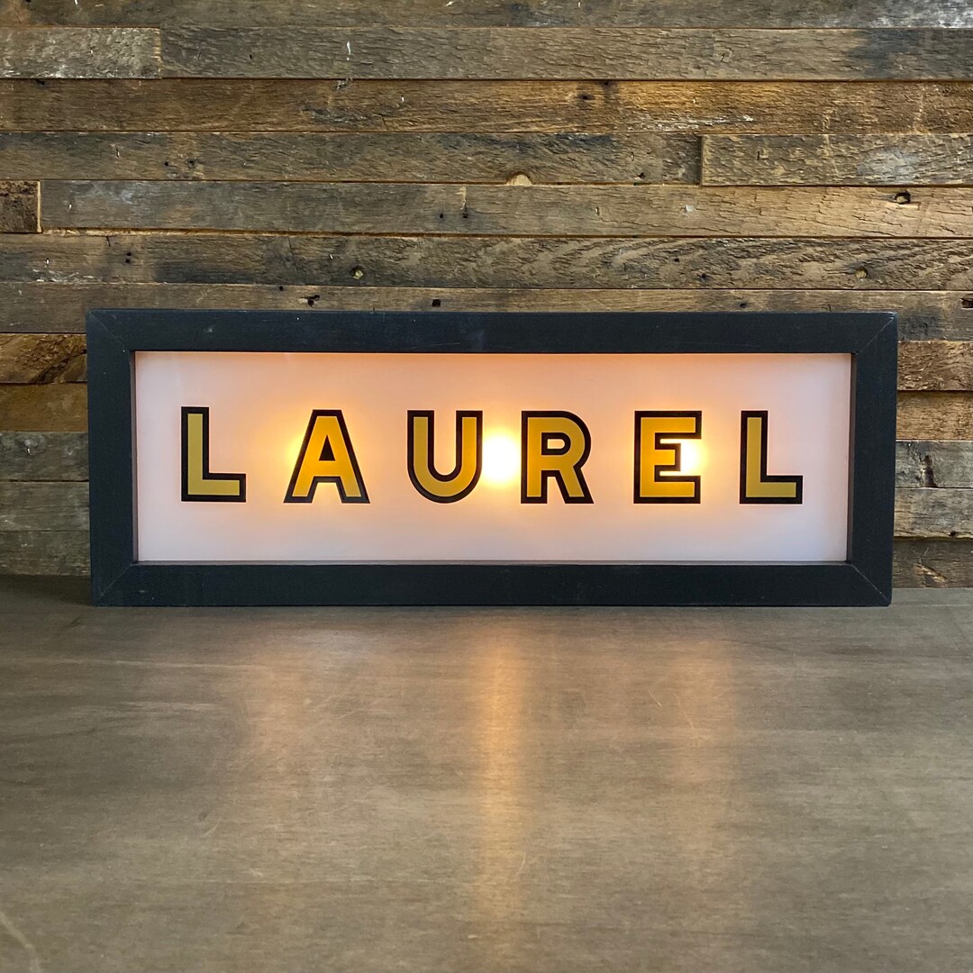 Laurel Vintage Lighted Sign - Custom Lettering Available - Etsy
