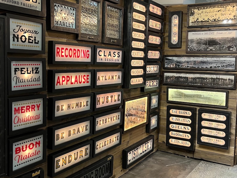 The Library Vintage Lighted Sign - Custom Lettering Available - Etsy