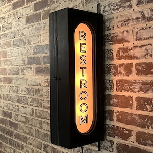 Restroom Double Sided Vintage Inspired - 3 Bulb Lighted Sign ...