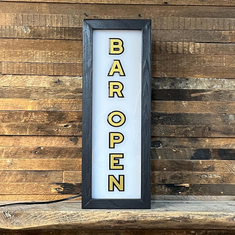 Bar Open Vertical Vintage Lighted Sign - Custom Lettering Available - Etsy