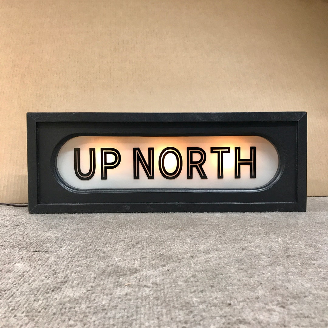 Up North Vintage Lighted Sign - Custom Lettering Available - Etsy