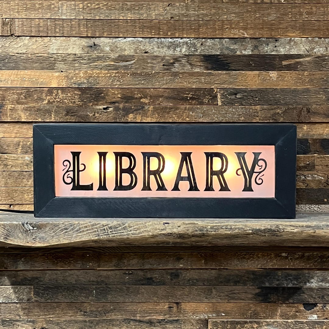 Library Retro Lighted Sign - Custom Lettering Available - Etsy