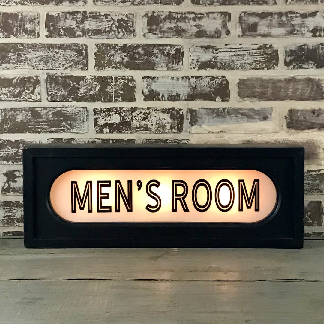 Men's Room Retro Lighted Sign - Custom Lettering Available - Etsy