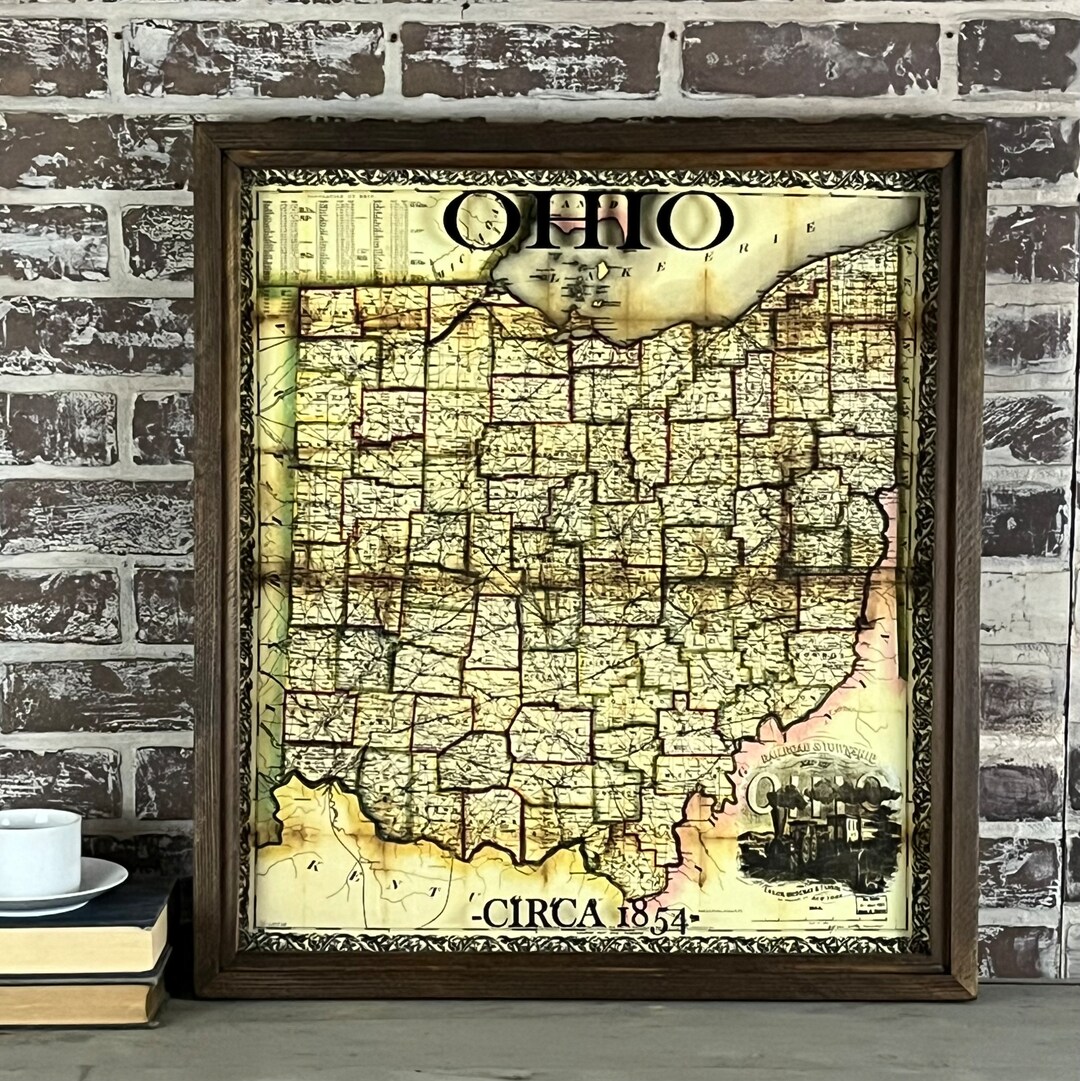 Ohio Vintage Framed Map 1854 (H) - Etsy
