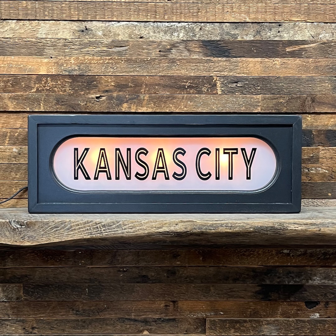 Kansas City Vintage Lighted Sign - Custom Lettering Available - Etsy