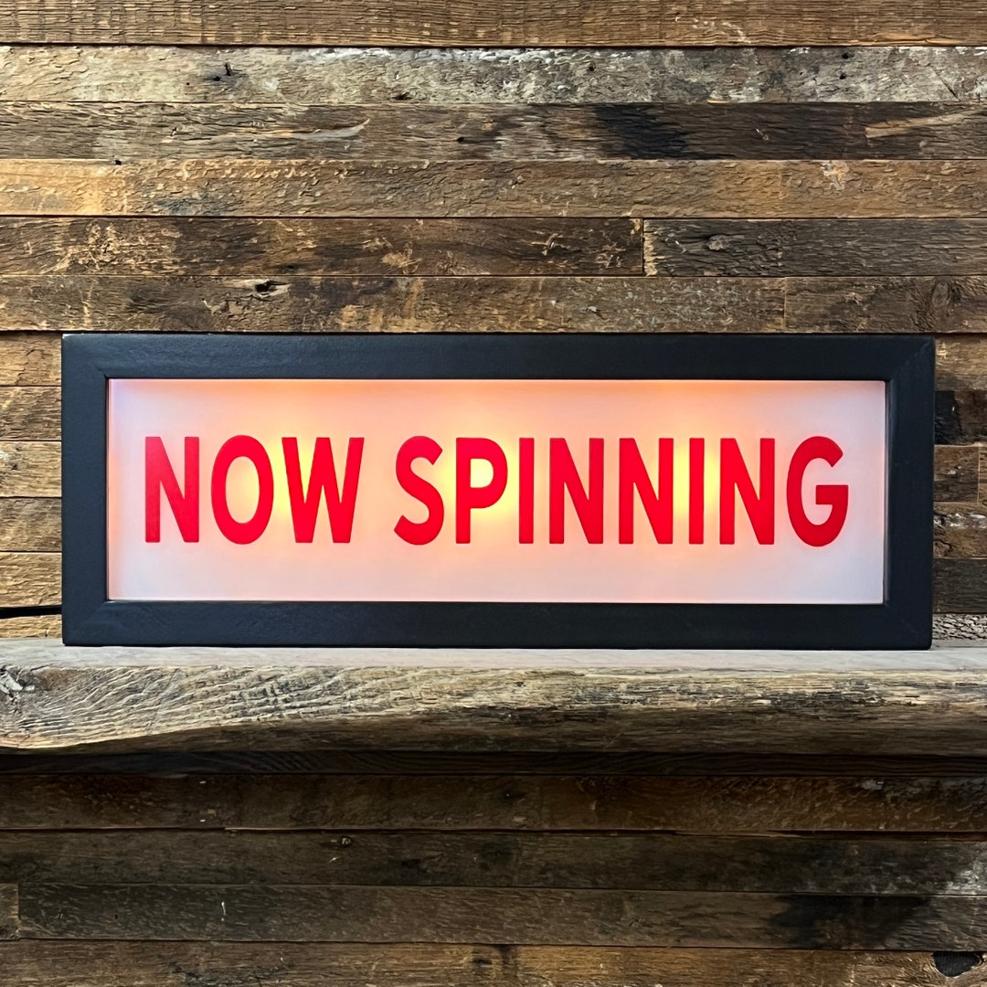 Now Spinning Lighted Vintage Style Sign - Custom Lettering Available - Etsy