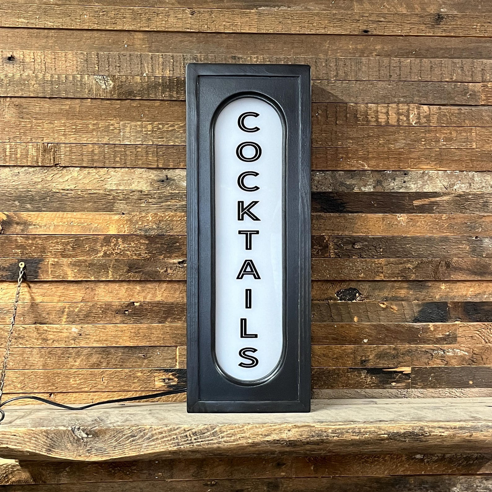 Cocktails Vintage Vertical Lighted Sign - Custom Lettering Available - Etsy