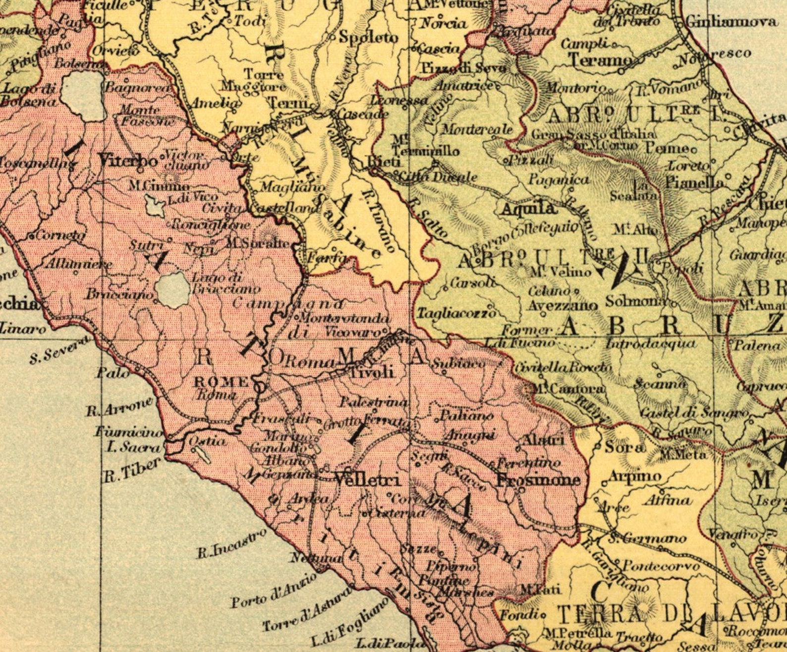 Italy Vintage Framed Map 1890 F - Etsy