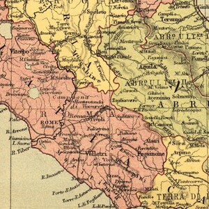 Italy Vintage Framed Map 1890 (F) - Etsy