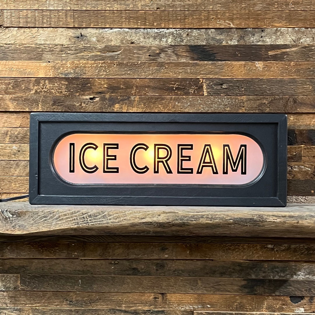 Ice Cream Retro Lighted Sign - Custom Lettering Available - Etsy