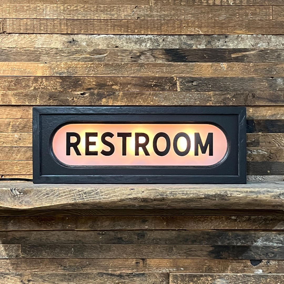 Restroom Retro Lighted Sign - Custom Lettering Available - Etsy
