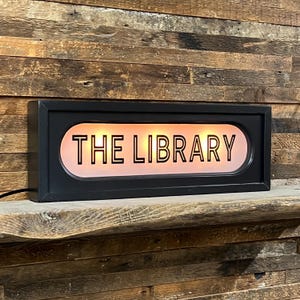 The Library Vintage Lighted Sign - Custom Lettering Available - Etsy