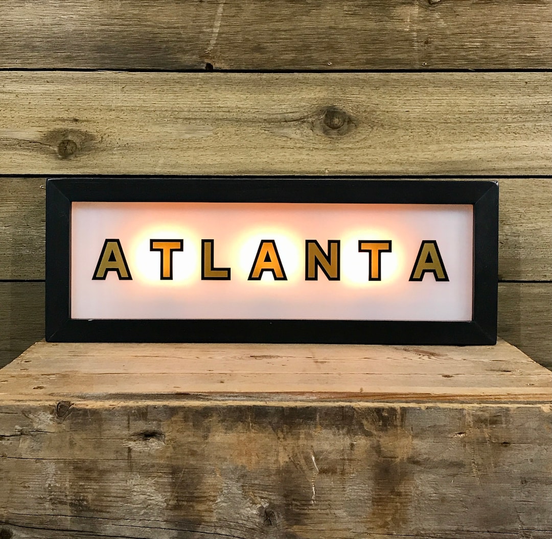 Atlanta Vintage Lighted Sign - Custom Lettering Available - Etsy