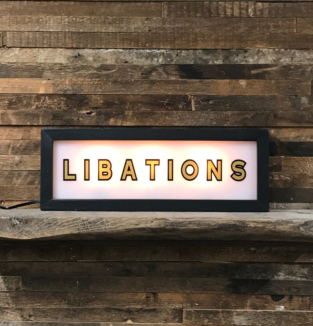 Libation Vintage Lighted Sign - Custom Lettering Available - Etsy