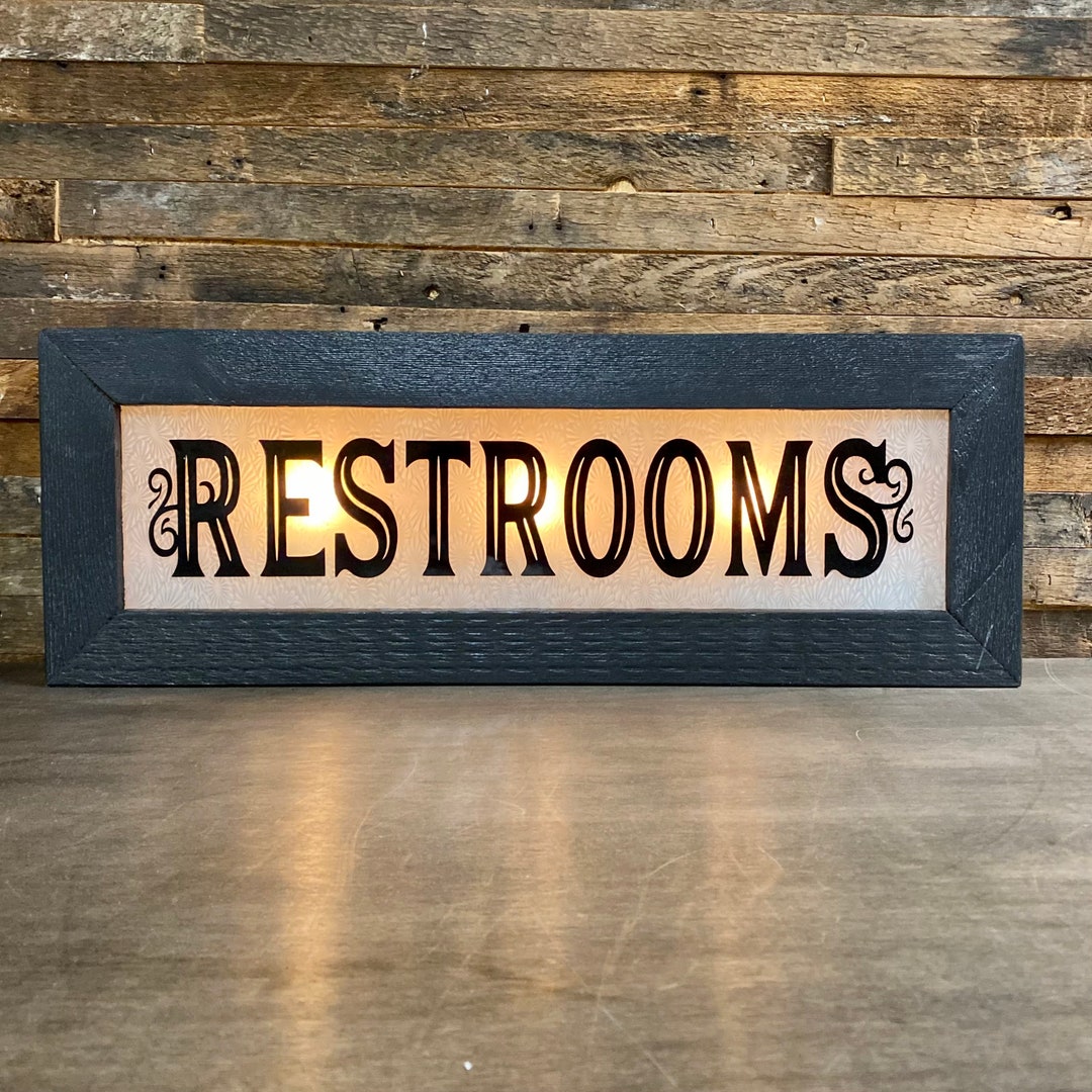 Restrooms Vintage Lighted Sign - Etsy