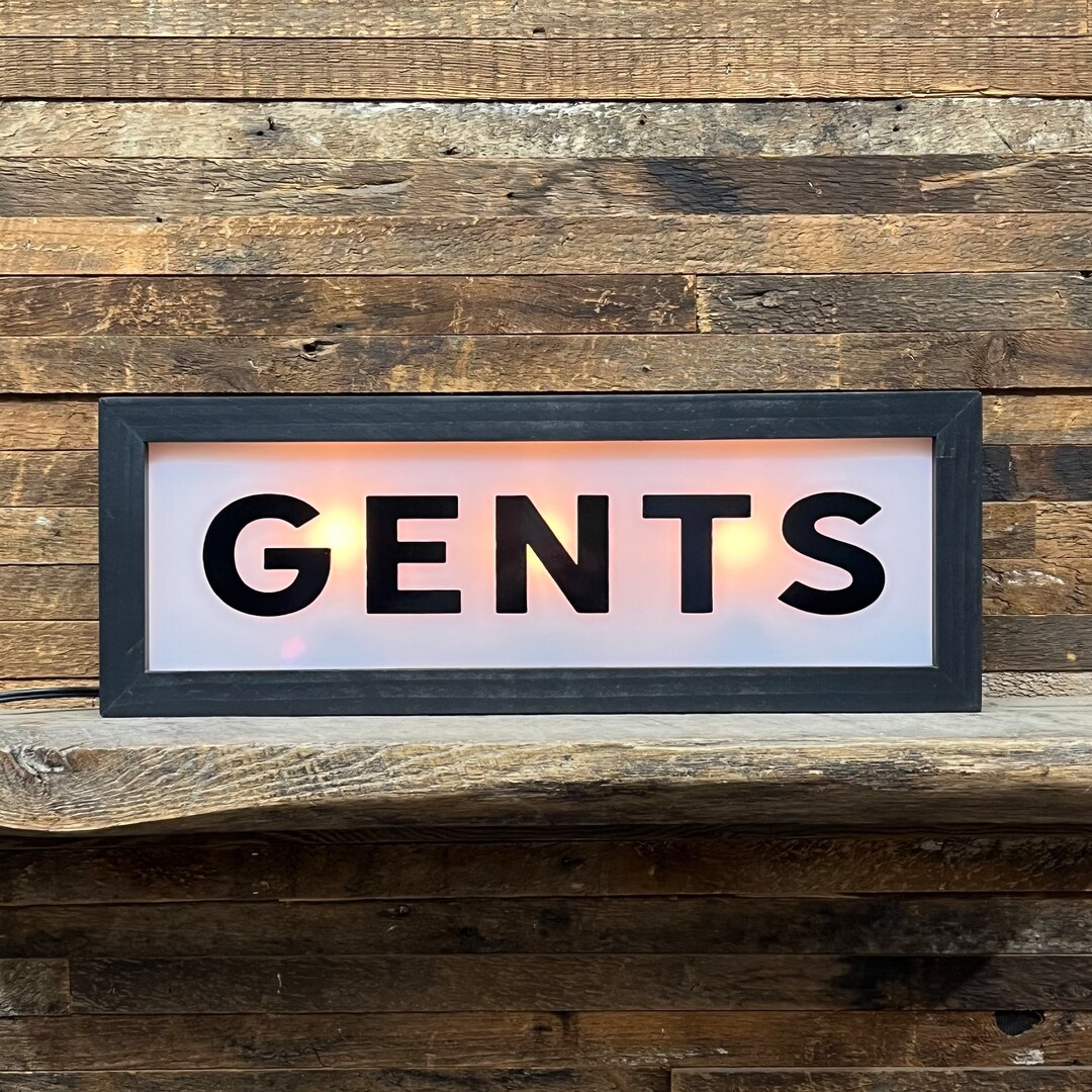 Gents Retro Lighted Sign - Restroom Sign - Custom Lettering Available ...