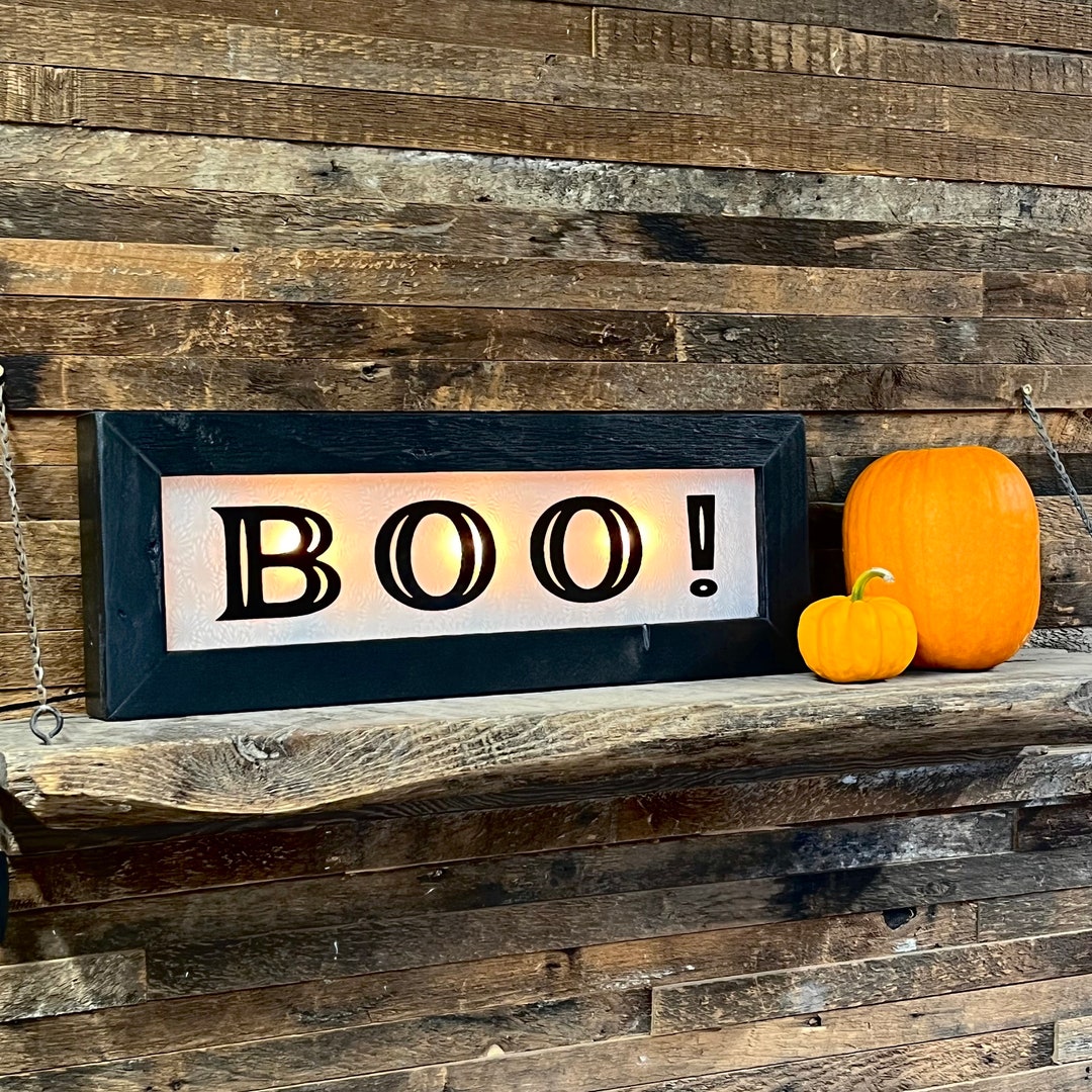 Boo Retro Lighted Sign- Halloween Decor - Etsy